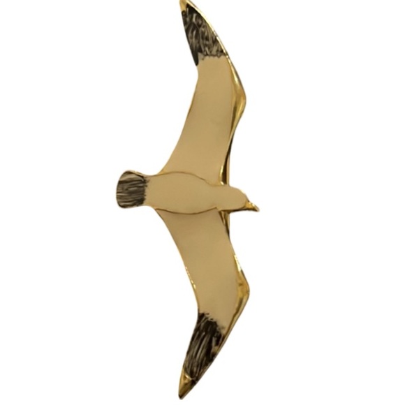 Vintage | Jewelry | Rare Vintage Gold Enamel Seagull Bird Brooch | Poshmark